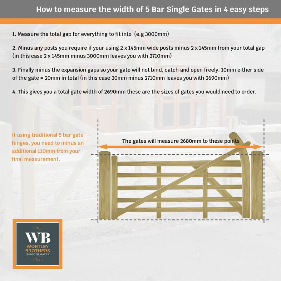 Five Bar Straight Single Wooden Gate